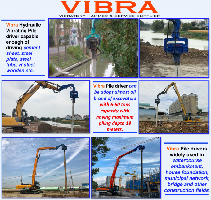 2500rpm Hydraulic Excavator Mounted Pile Driver For 8m Piling Depth