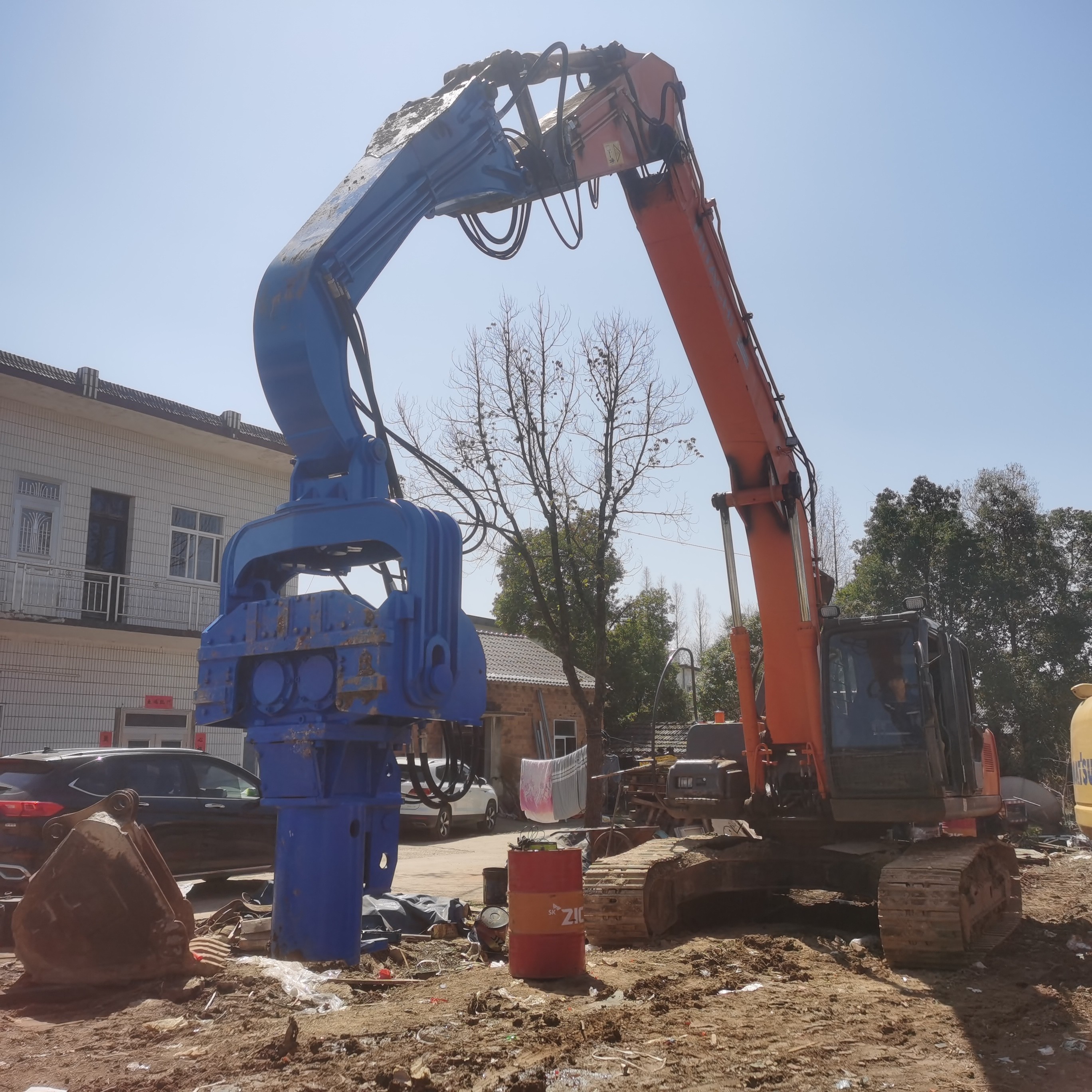 PV Pile Clamp Excavator Mounted Vibro Hammer For Solar / Wind ...