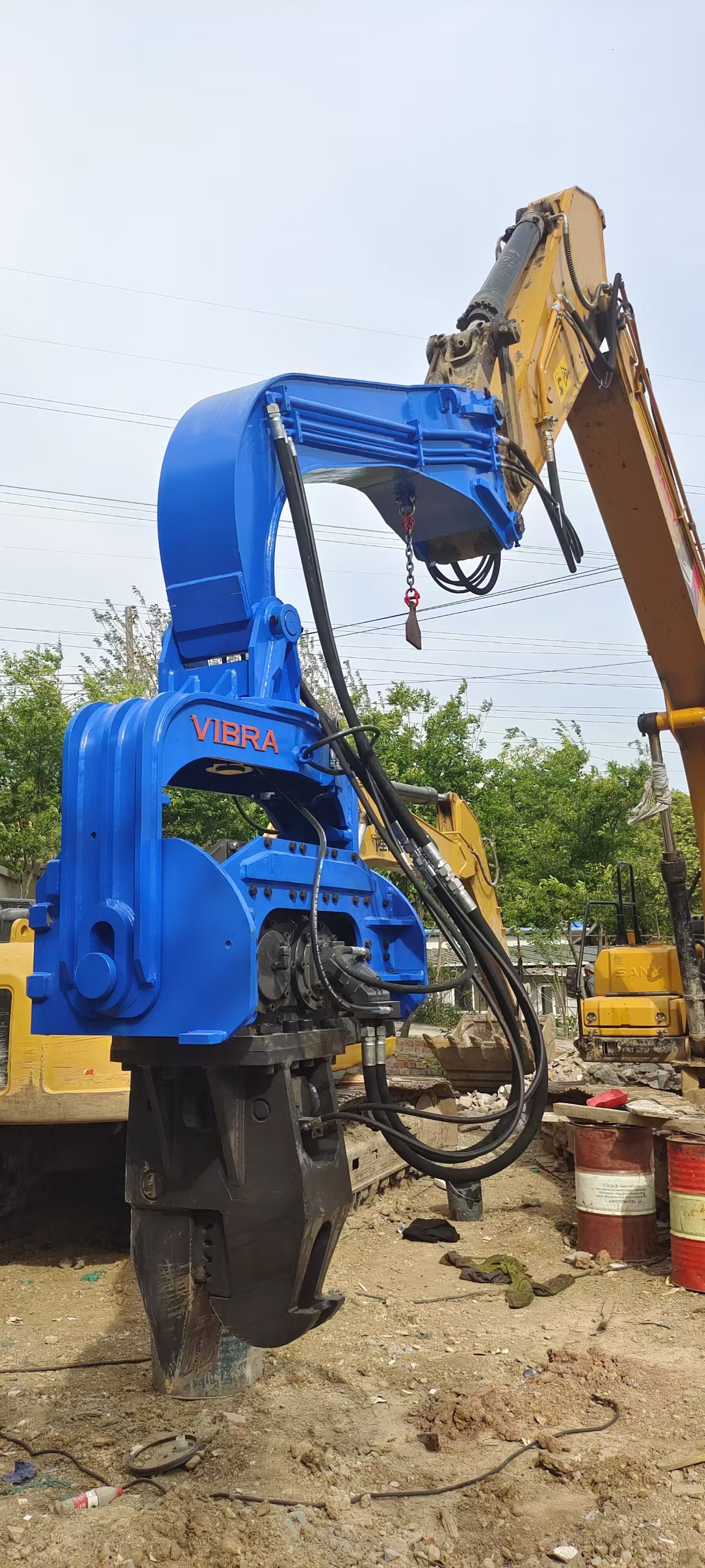 750kg Arm Excavator Mounted Pile Driver for 18m Max Pile Length Piling ...