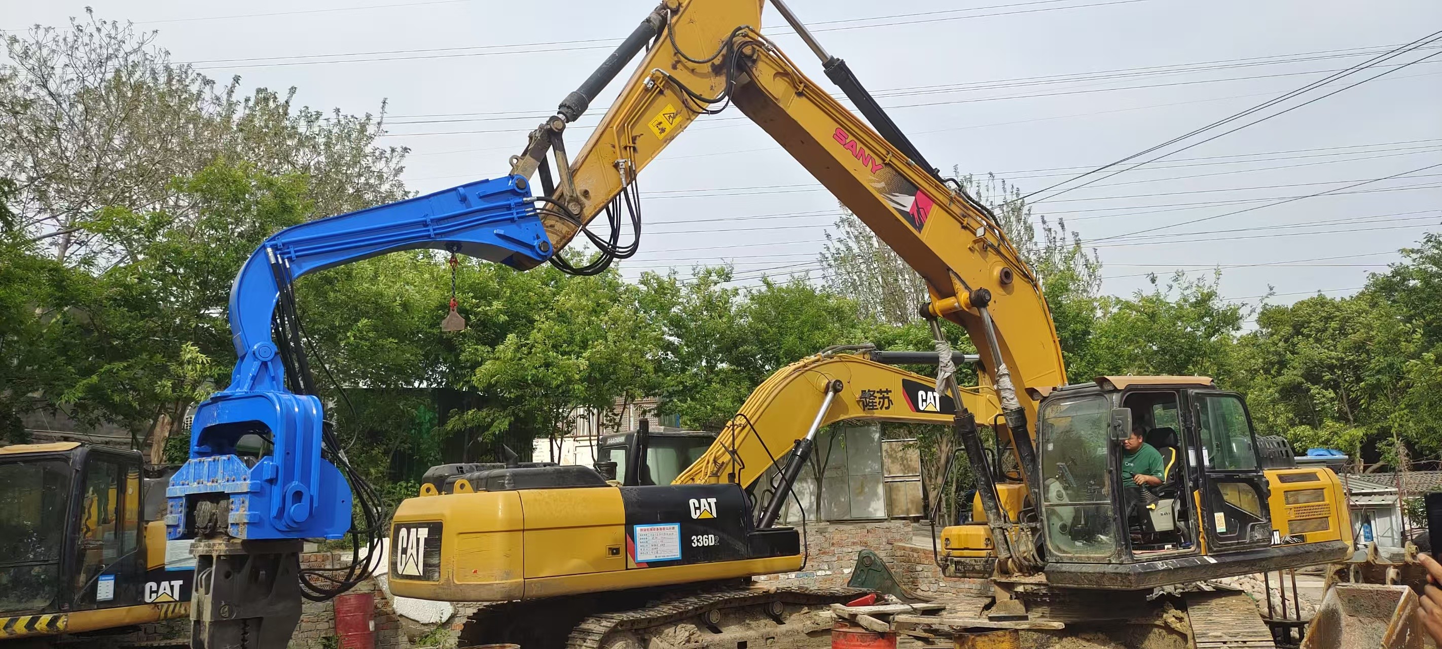 750kg Arm Excavator Mounted Pile Driver for 18m Max Pile Length Piling ...